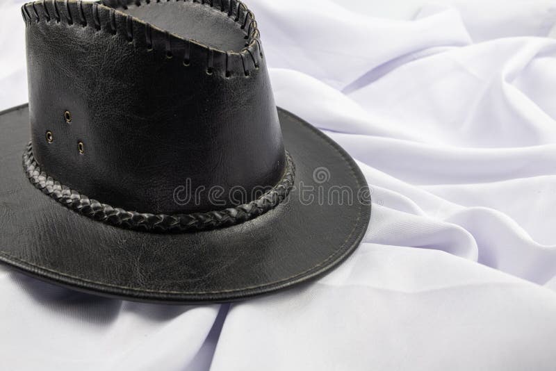 Black leather hat. stock image. Image of wrinkled, healthy - 189436193