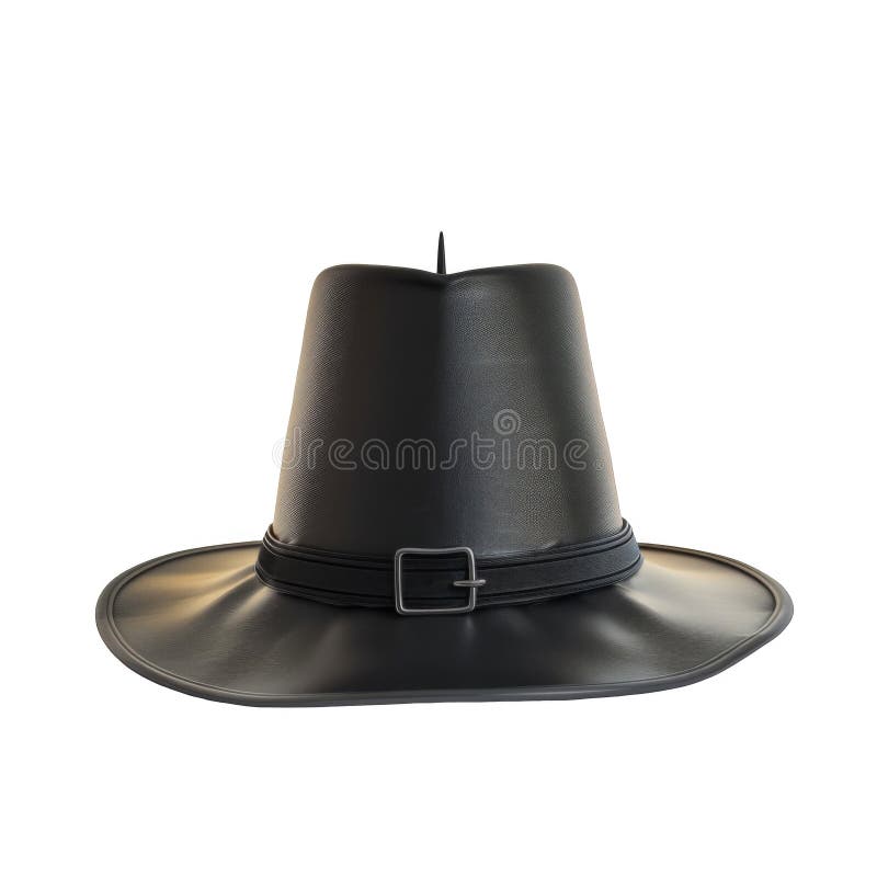 Black Leather Hat with a Wide Brim and Silver Buckle Stock Image ...