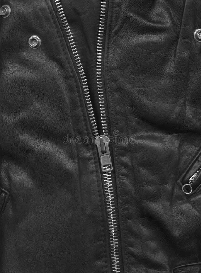 Black Leather Jacket Close-up Stock Photo - Image of fashionable ...