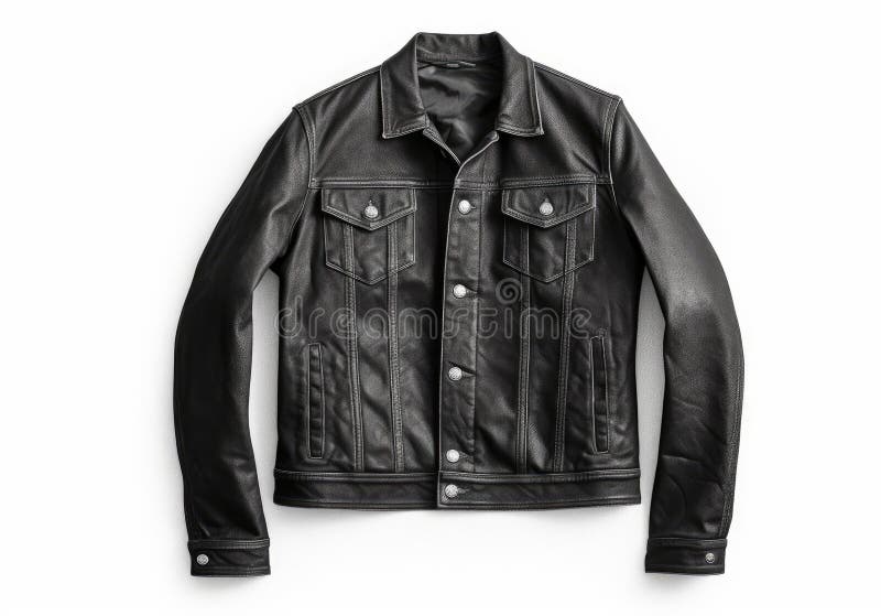Black Leather Jacket Isolated on White Background. Leather Jacket Stock ...
