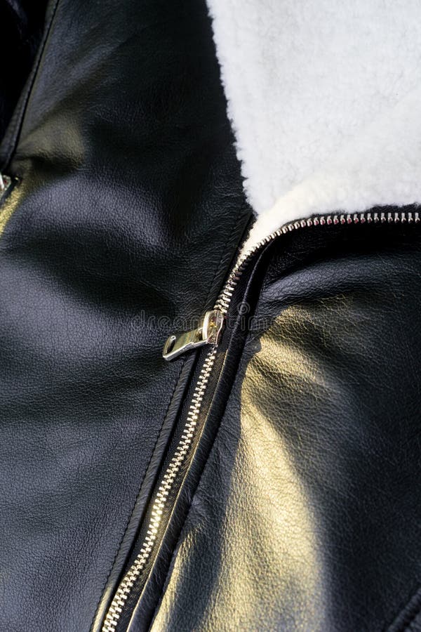 Black Leather Jacket Zipper Close Up Stock Image - Image of sexual ...