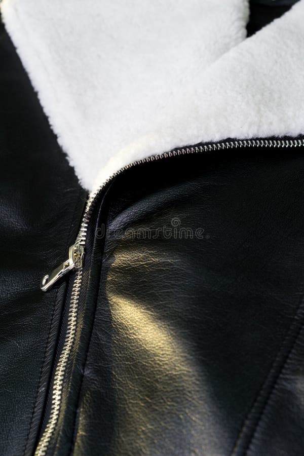 Black Leather Jacket Zipper Close Up Stock Image - Image of biker ...