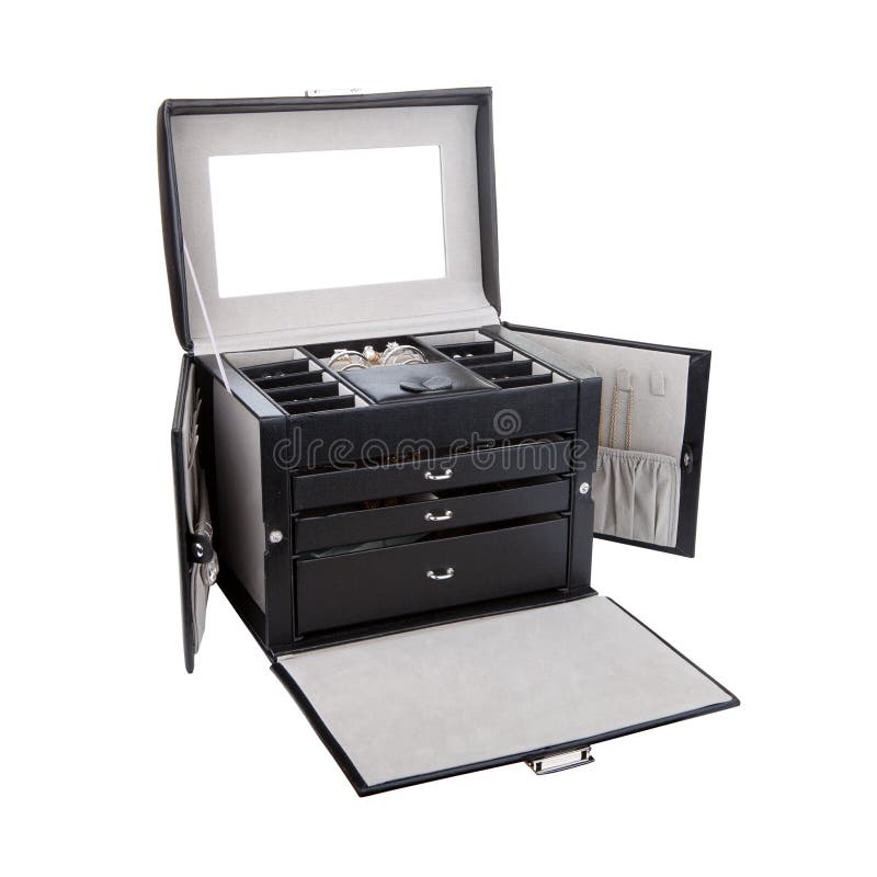 Black leather jewelery box stock image. Image of jewelery - 37542439