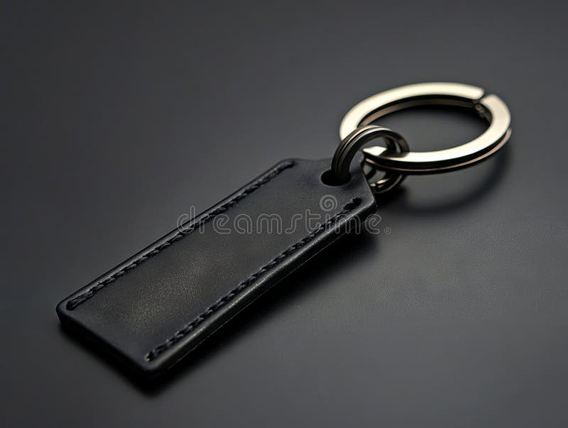 Leather Keychain on White Marble Table, Top View Stock Image - Image of ...