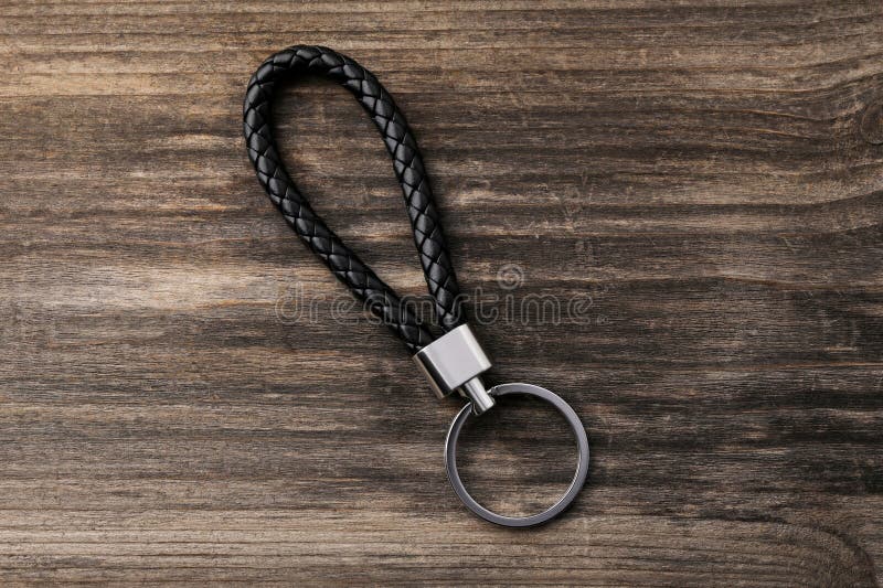 Leather Keychain on White Marble Table, Top View Stock Image - Image of ...