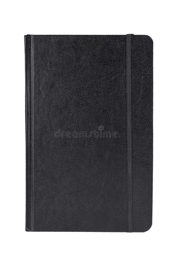 Black Leather Notebook Isolated on White. Close-up Stock Image - Image ...