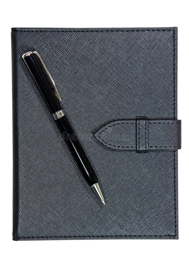 Black Leather Notebook with Pen Stock Image - Image of black, doorway ...