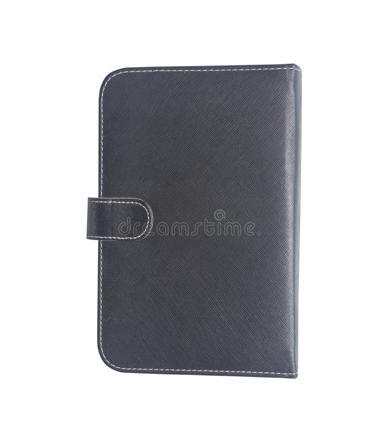 Black Leather Notebook on a White Background Stock Image - Image of ...