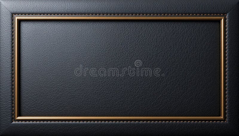 A Black Leather Rectangular Frame with a Gold Inner Border Stock ...