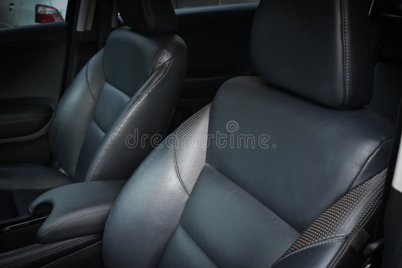 Black Leather Seat Interior in Modern Sport Car Stock Image - Image of ...