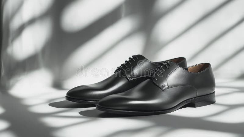 Black Leather Shoes in Dramatic Light and Shadow Stock Illustration ...