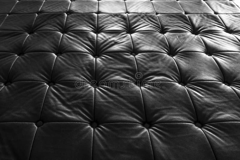Black Leather Sofa, Pattern Surface Texture. Close-up Of Interior ...
