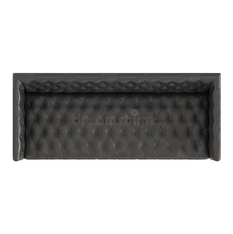Black Leather Sofa Top View on an Isolated Background. 3d Rendering ...