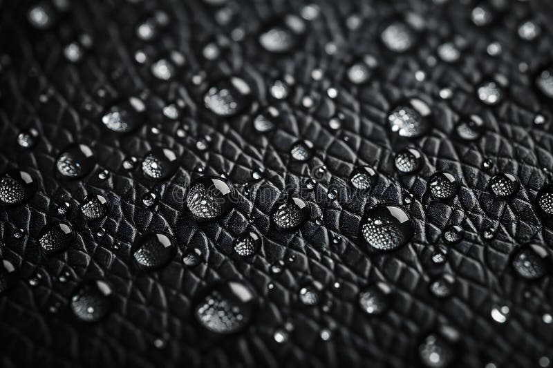 Black Leather Texture Background with Small Round Dots of Water Drops ...