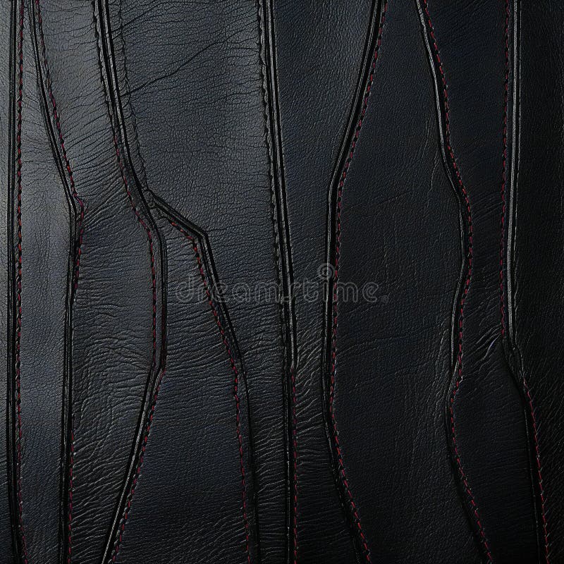 Black Leather Texture with Red Stitching, Abstract Background and ...