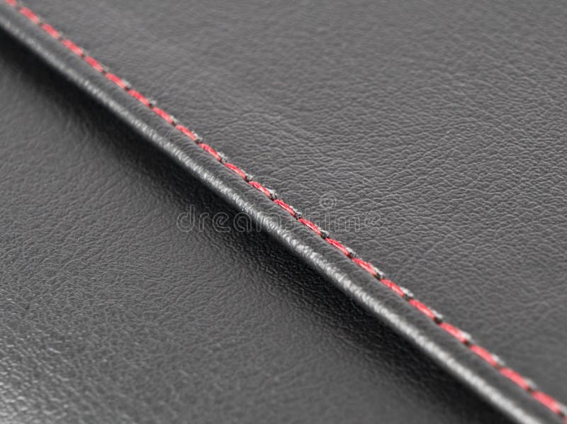 Black Leather Texture with Red Stitching. Part of Perforated Leather ...