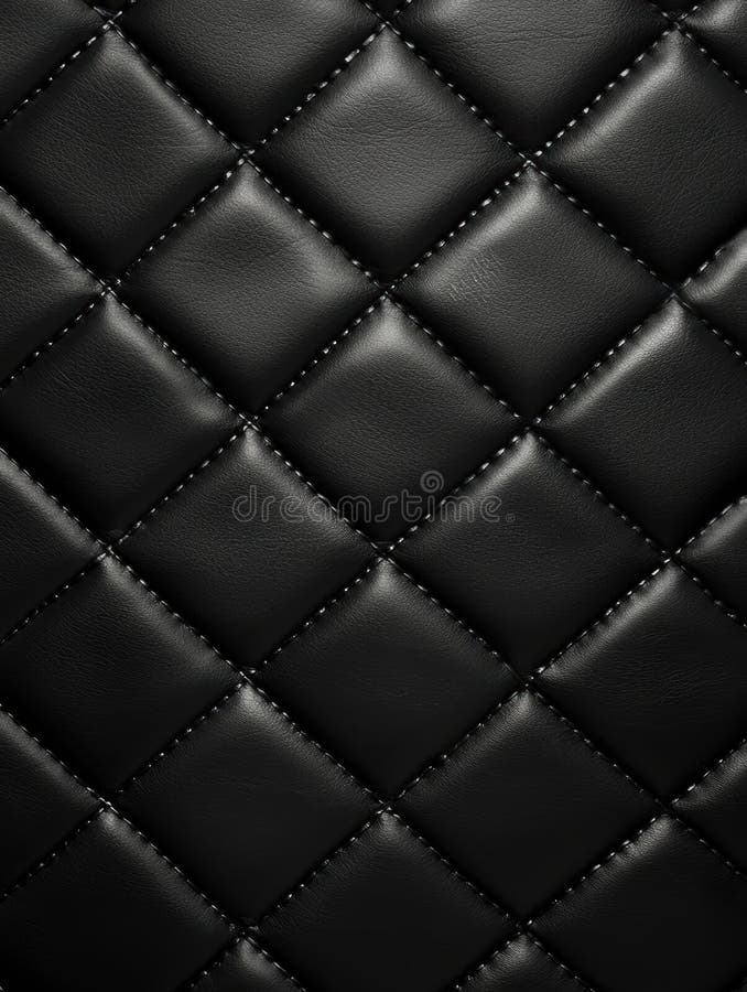 Black Leather Texture with Stitching Pattern Stock Illustration - Illustration of material ...