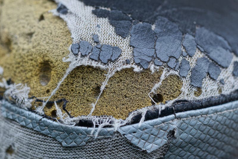 Black Leather Texture with Torn White Threads Stock Image - Image of ...