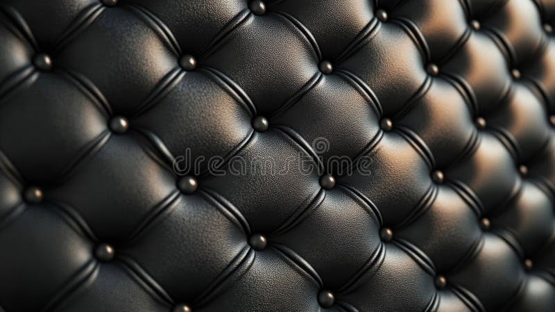 Black Leather Upholstery Button Tufted Texture Detail Stock ...