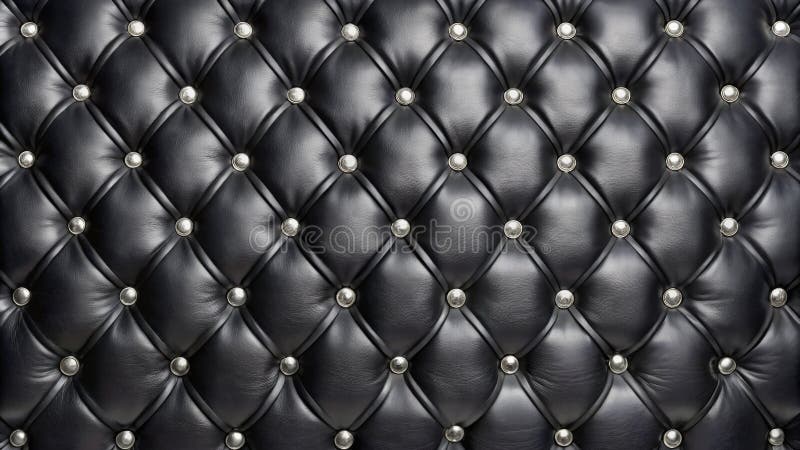 Black Leather Upholstery Diamond Pattern, Silver Studs Stock ...
