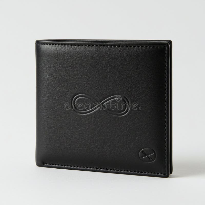 Black Leather Wallet Featuring an Embossed Infinity Symbol on the Front ...