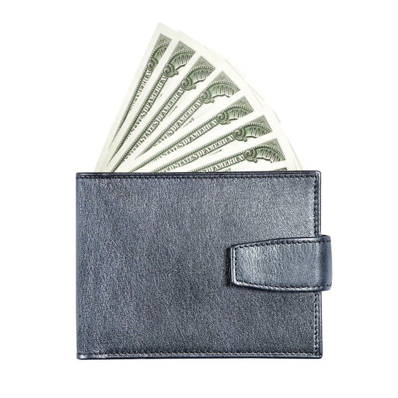 Black Leather Wallet Isolated on White Background Stock Photo - Image ...