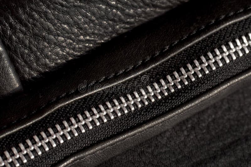 Leather Bag with Zipper. Side View, Isolated on White Stock Image ...