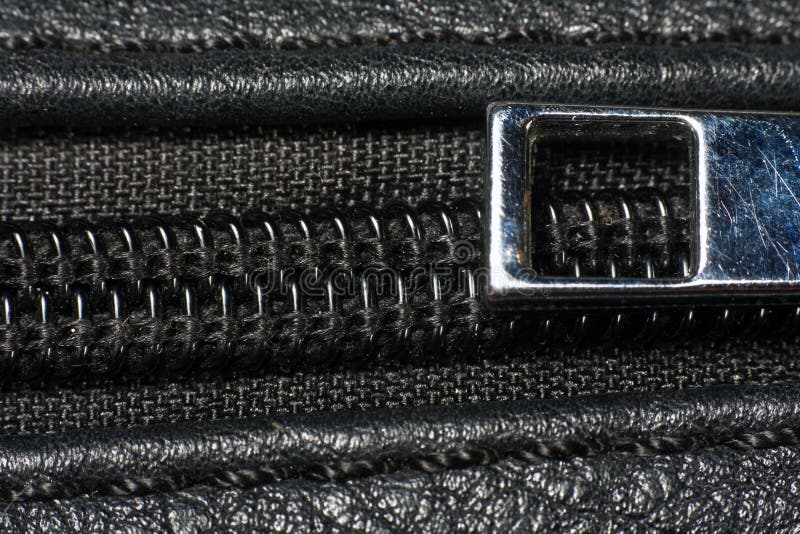 Black leather with zipper stock photo. Image of detail - 33830932