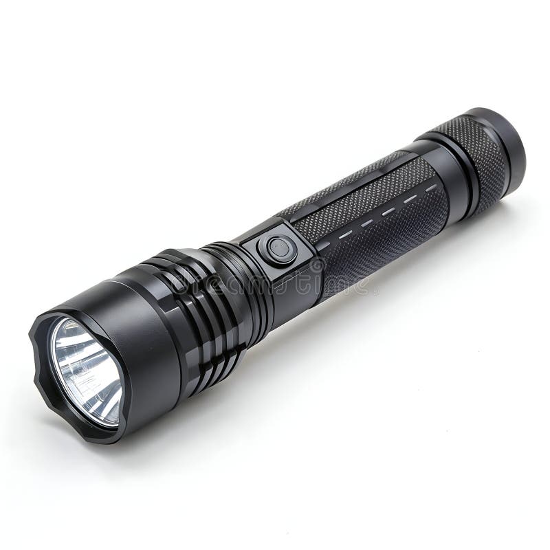 Black LED Flashlight Bright Illumination Tool Stock Illustration ...