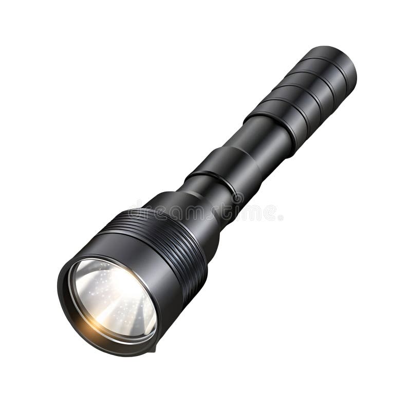 Black LED Flashlight Bright Illumination Tool Stock Illustration ...