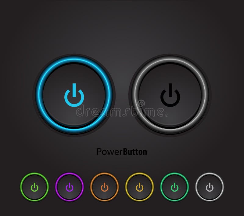Black Led Light Power Button Stock Illustration - Illustration of ...