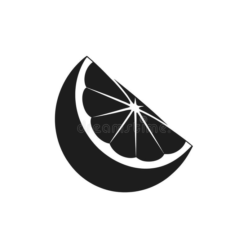 Black Lemon Slice Icon with Detailed Segment Pattern Stock Illustration ...