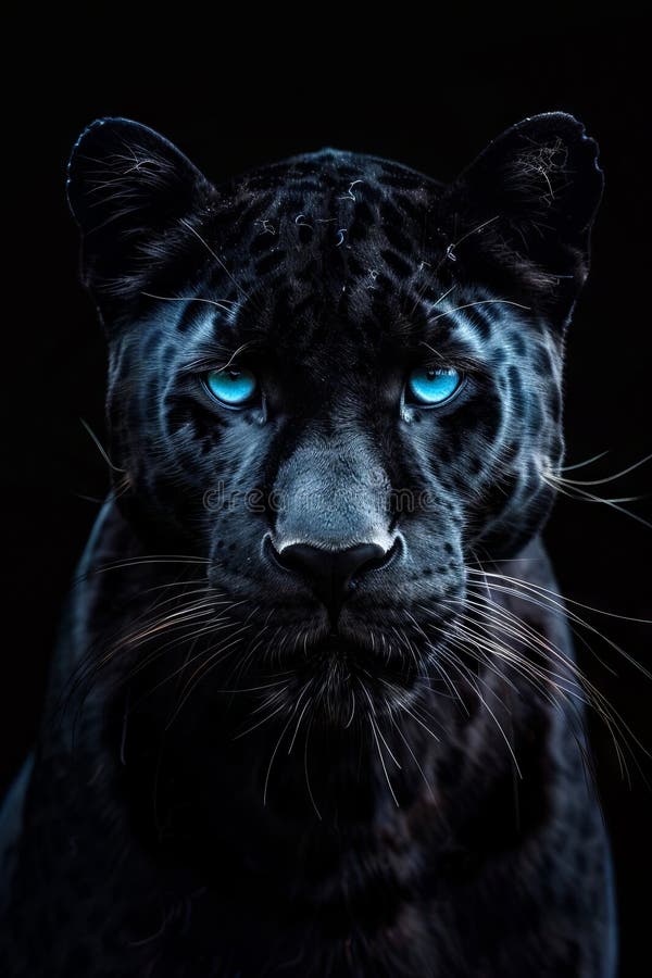 A Black Leopard with Blue Eyes Stock Photo - Image of stare, animal ...