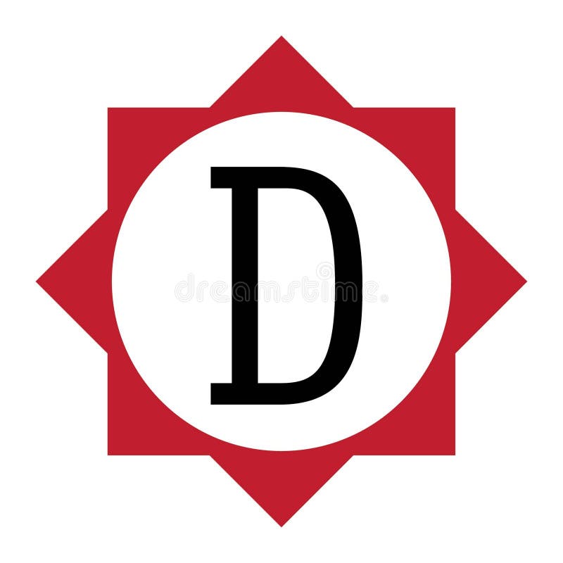 Black Letter D with 8 Corner Star Frame Stock Illustration ...