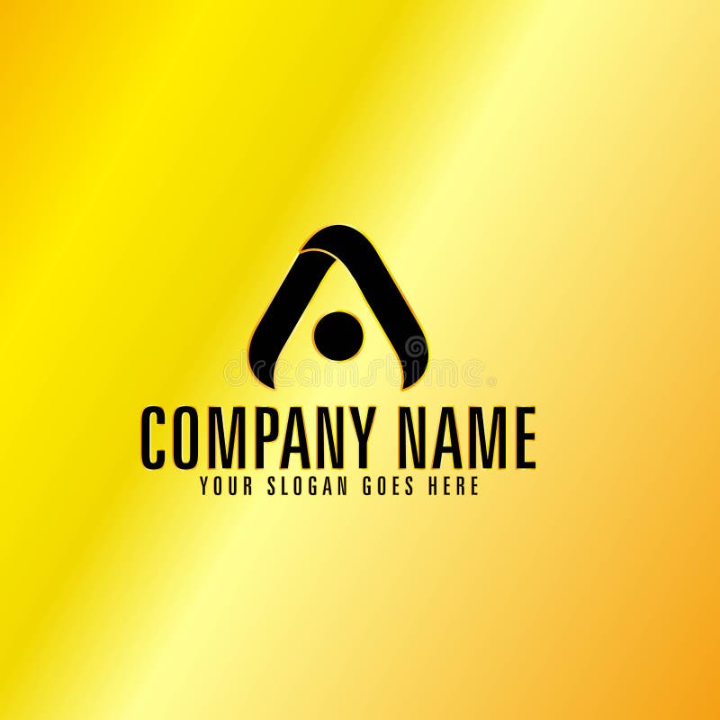 Black Letter a Emblem with Golden Background Stock Vector ...