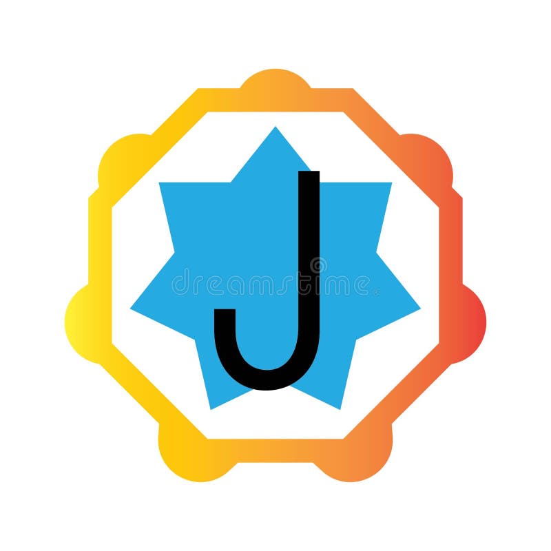 Black Letter J with Octagon and Star Pattern Frame Stock Illustration ...