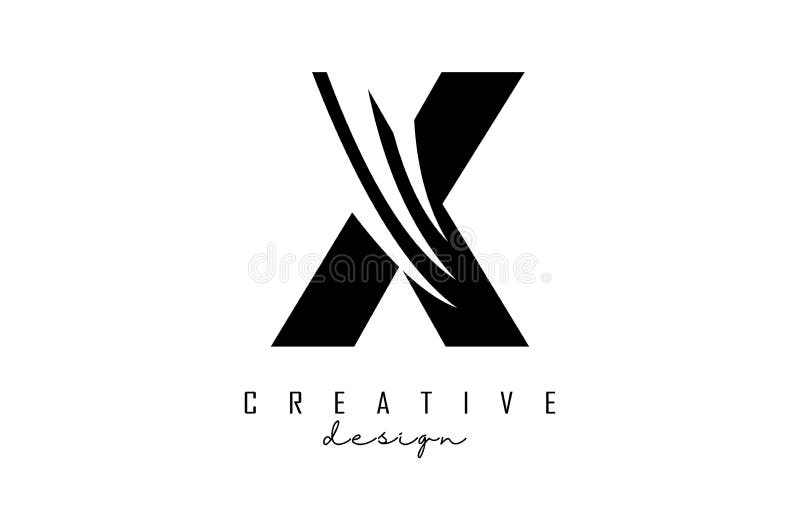 Black Letter X Logo with Leading Lines and Negative Space Design ...