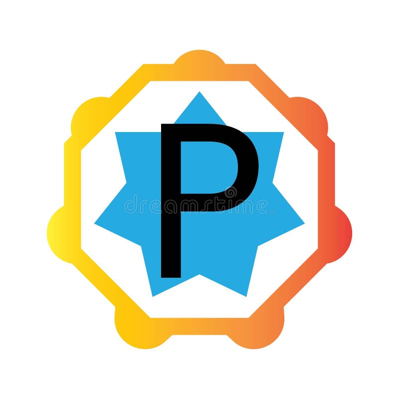 Black Letter P with Octagon and Star Pattern Frame Stock Illustration ...