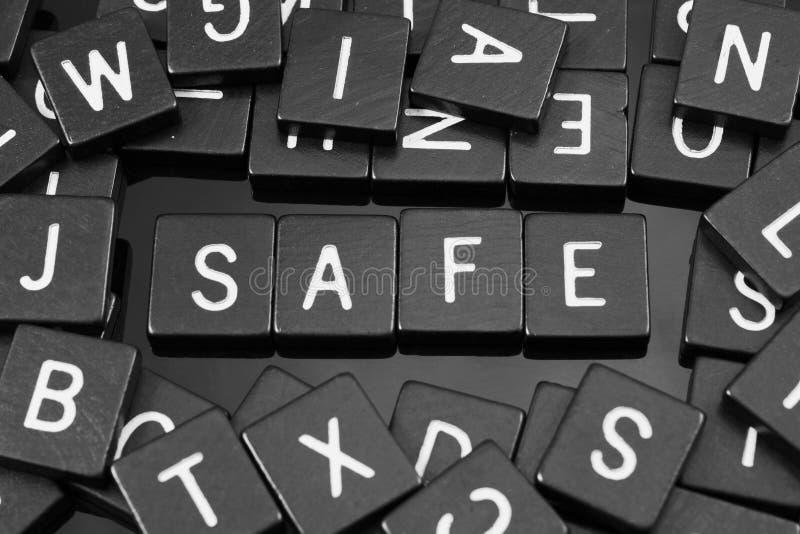 Black Letter Tiles Spelling the Word & X22;safe& X22; Stock Image ...