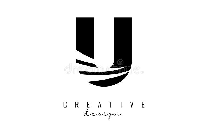Black Letter U Logo with Leading Lines and Negative Space Design ...