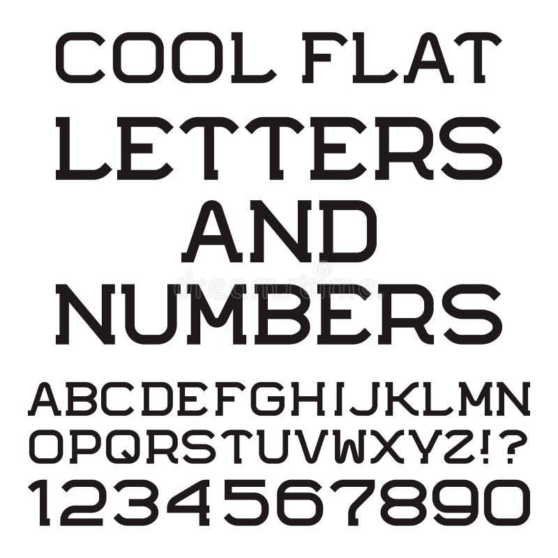 Black Letters and Numbers. Cool Flat Font Stock Vector - Illustration ...