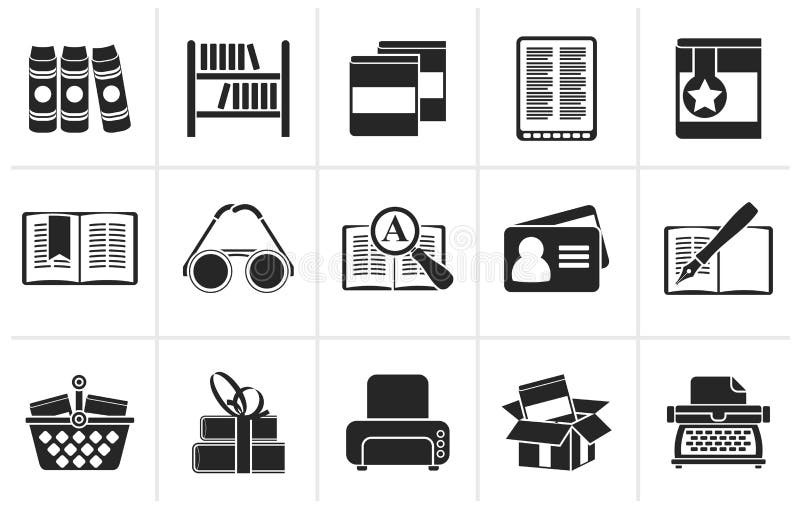 Black Library and Books Icons Stock Vector - Illustration of business ...