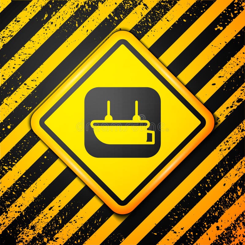 Black Lifeboat Icon Isolated on Yellow Background. Warning Sign Stock ...