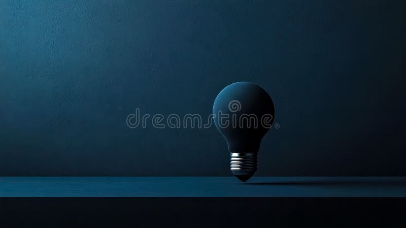 Single Black Light Bulb Standing on Blue Surface Stock Image - Image of ...