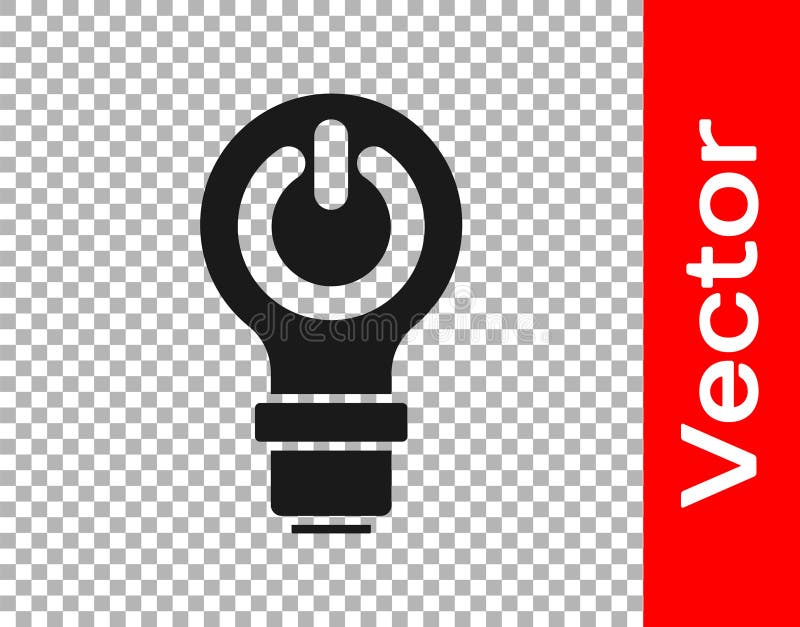 Black Light Bulb with Lightning Symbol Icon Isolated on Transparent ...