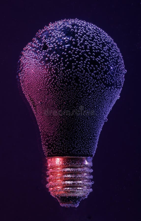 Black Lightbulb with Bubbles Stock Photo - Image of illumination, tiny ...