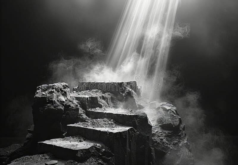 A Black Lighted Space with a Spotlight, in the Style of Mist, Gritty ...