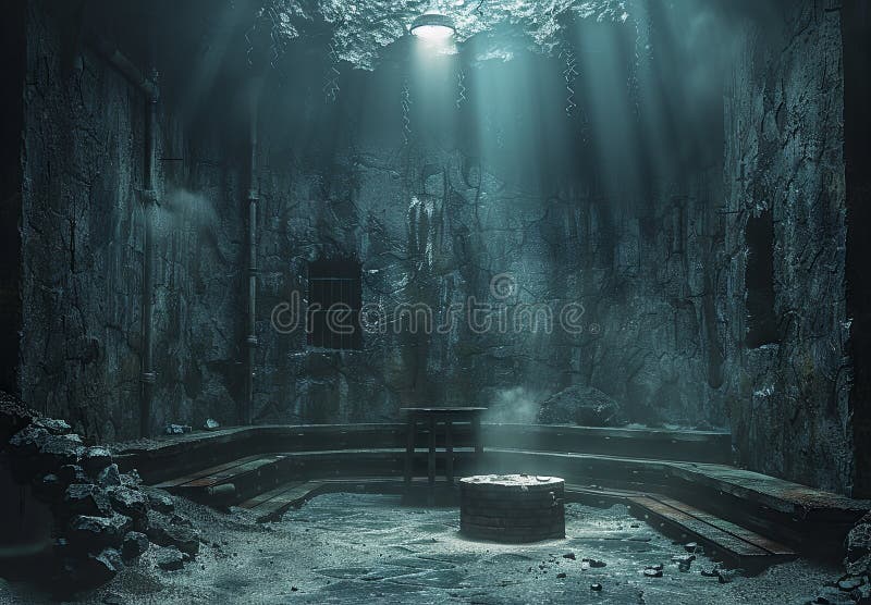 A Black Lighted Space with a Spotlight, in the Style of Mist, Gritty ...