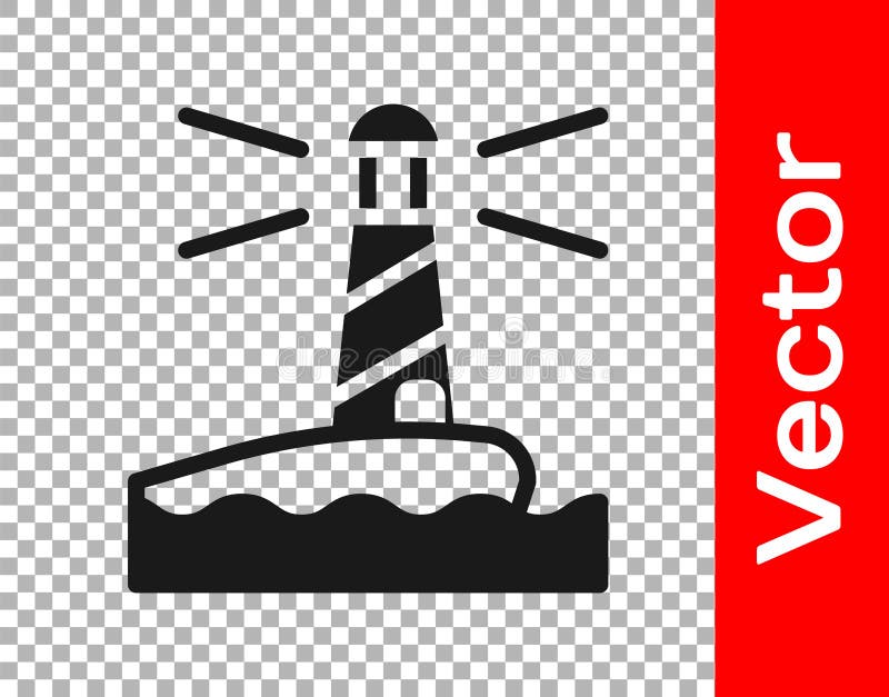 Black Lighthouse Icon Isolated on Transparent Background. Vector Stock ...