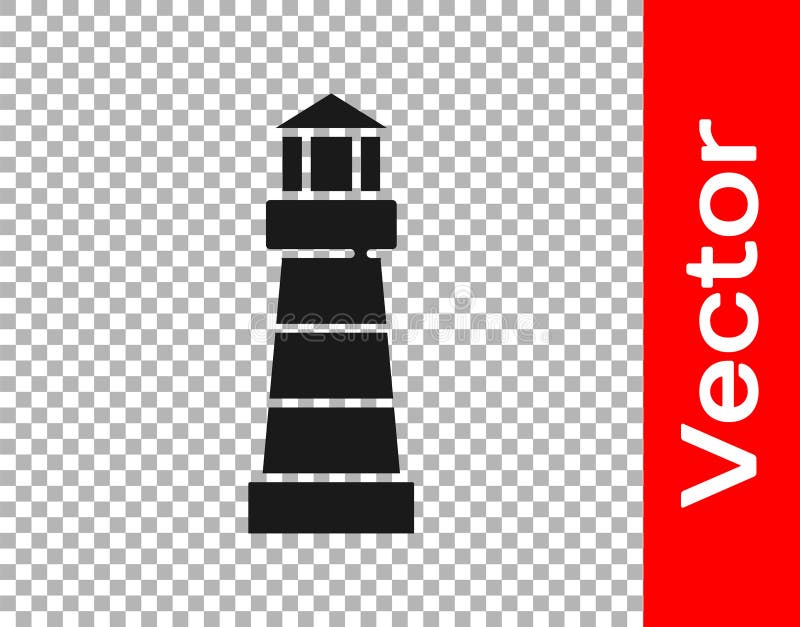 Black Lighthouse Icon Isolated on Transparent Background. Vector Stock ...